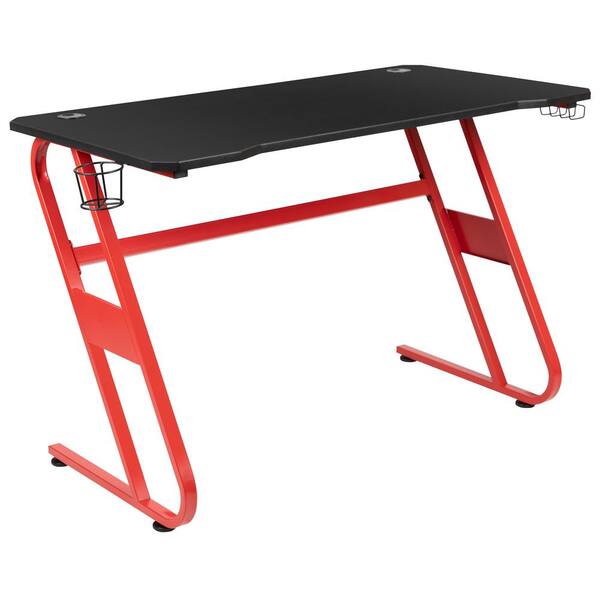 Carnegy Avenue 52 in. Rectangular Engineered Wood Red Computer Desk CGA ...
