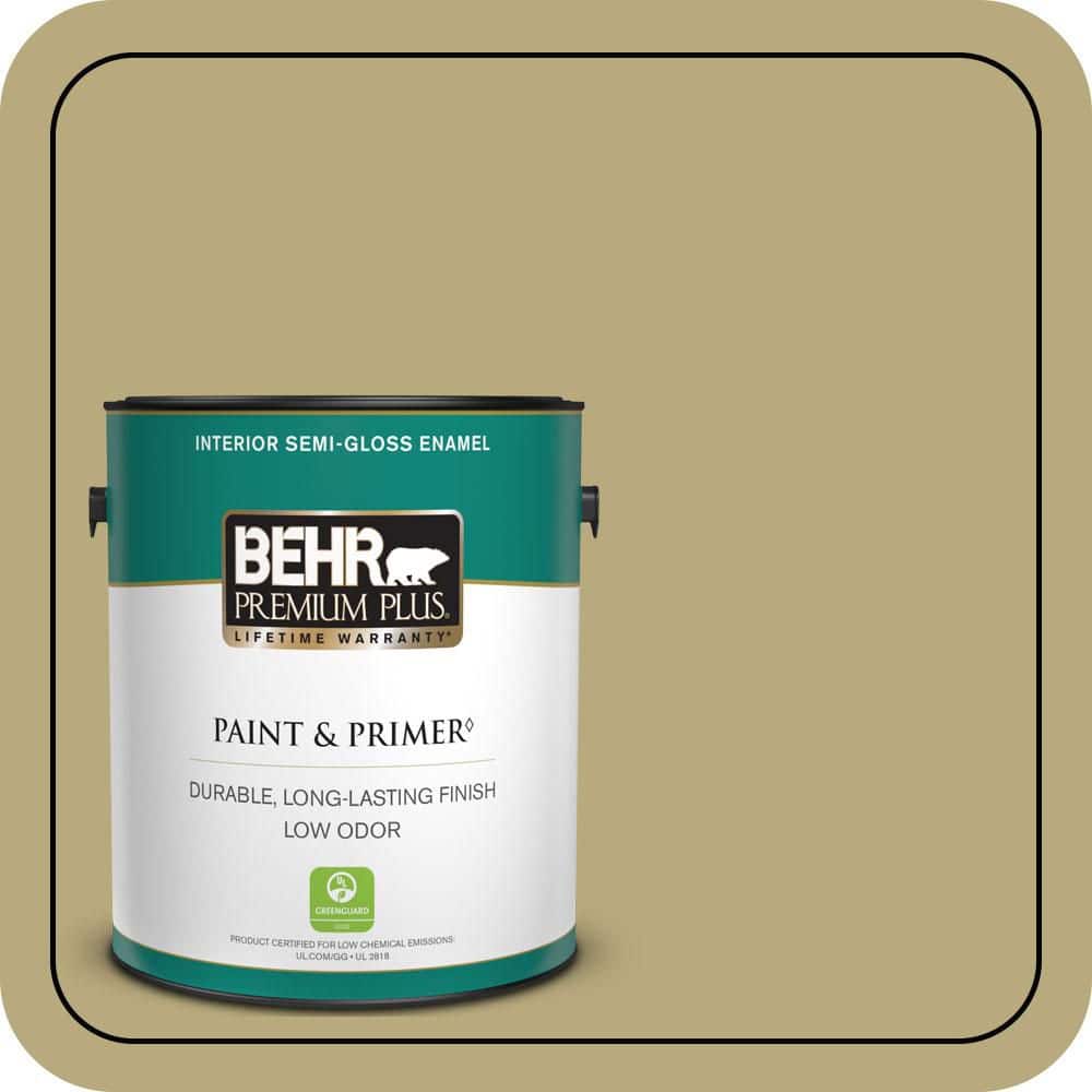 BEHR PREMIUM PLUS 1 gal. #M330-5 Fresh Brew Semi-Gloss Enamel Low Odor ...