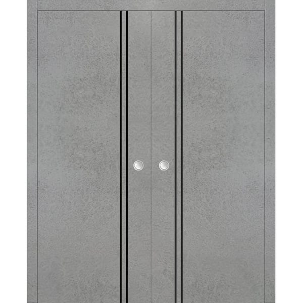 Sartodoors Assemble Required 48 in. x 84 in. 2-Panel Nebraska Grey ...