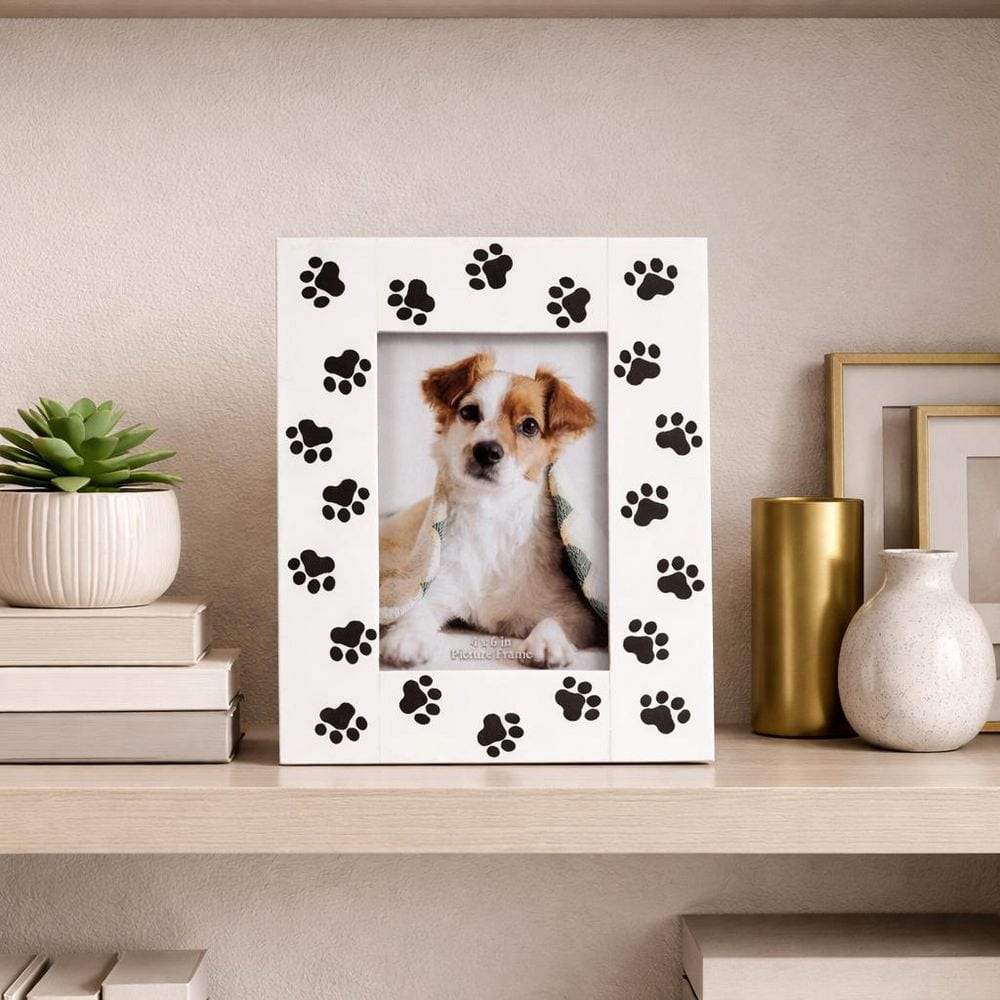 Liv & Skye 4 in. x 6 in. Black Resin Rectangle Paw Prints Photo Frame ...
