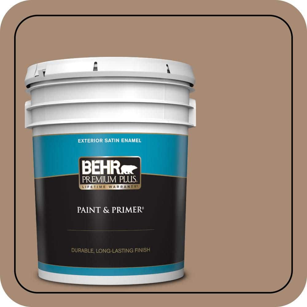 BEHR PREMIUM PLUS 5 gal. #N240-5 Rodeo Tan Satin Enamel Exterior Paint ...