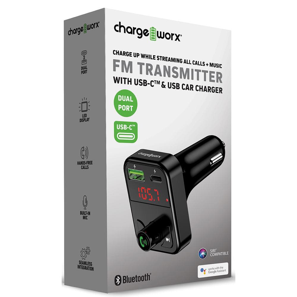 CHARGEWORX FM Transmitter USB-C and USB Car Charger CHA-CX9995 - The ...