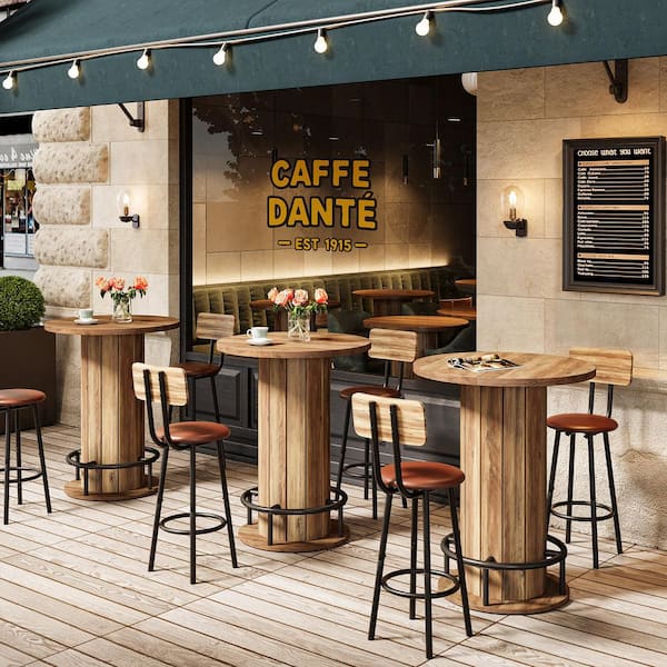 BYBLIGHT Moronia Farmhouse Round Wood 31.5 in. Pedestal Dining Table ...