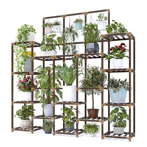 63''H Indoor/Outdoor Wood Plant Stand Tall Plant Stands with 7 Tiers ...