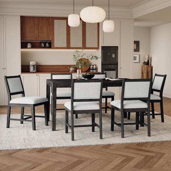 Noble House Prylor Modern 7-Piece Espresso Finish MDF Wood Rectangle ...