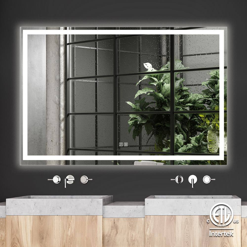 HOMLUX 48 in. W x 32 in. H Rectangular Frameless LED Light with 3-Color ...