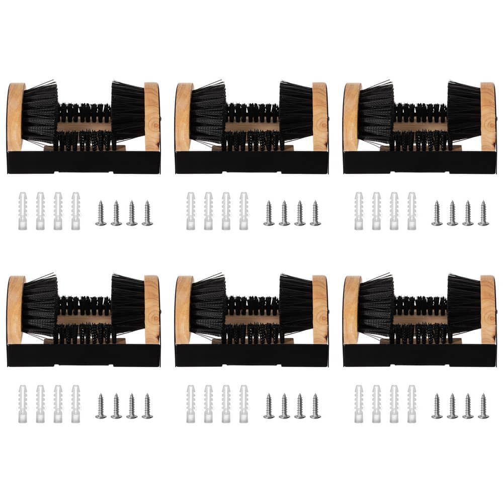 Gardenised Set Of 6 Black 6 in. x 9 in. Metal and Wooden Base Shoe ...