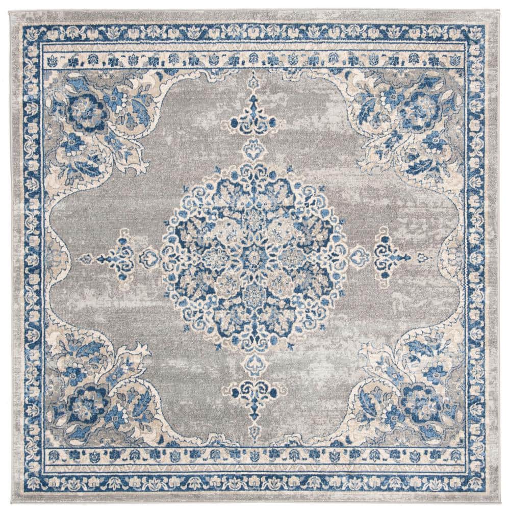 SAFAVIEH Brentwood Light Gray/Blue 9 ft. x 9 ft. Square Distressed ...
