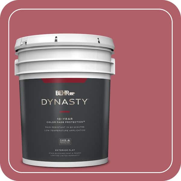 BEHR DYNASTY 5 gal. #130D-5 Rhubarb Flat Exterior Stain-Blocking Paint ...