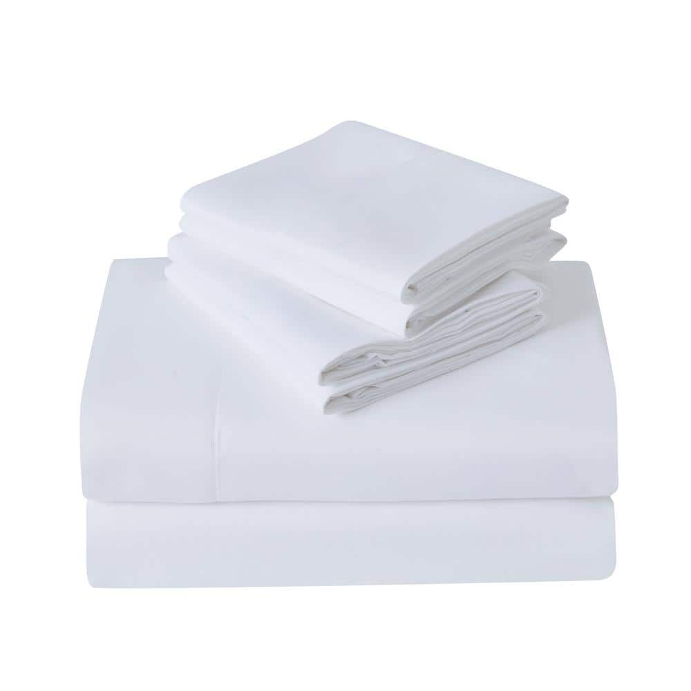 Kathy Ireland 2000TC 6-Piece White Solid Cotton Blend King Sheet Set ...