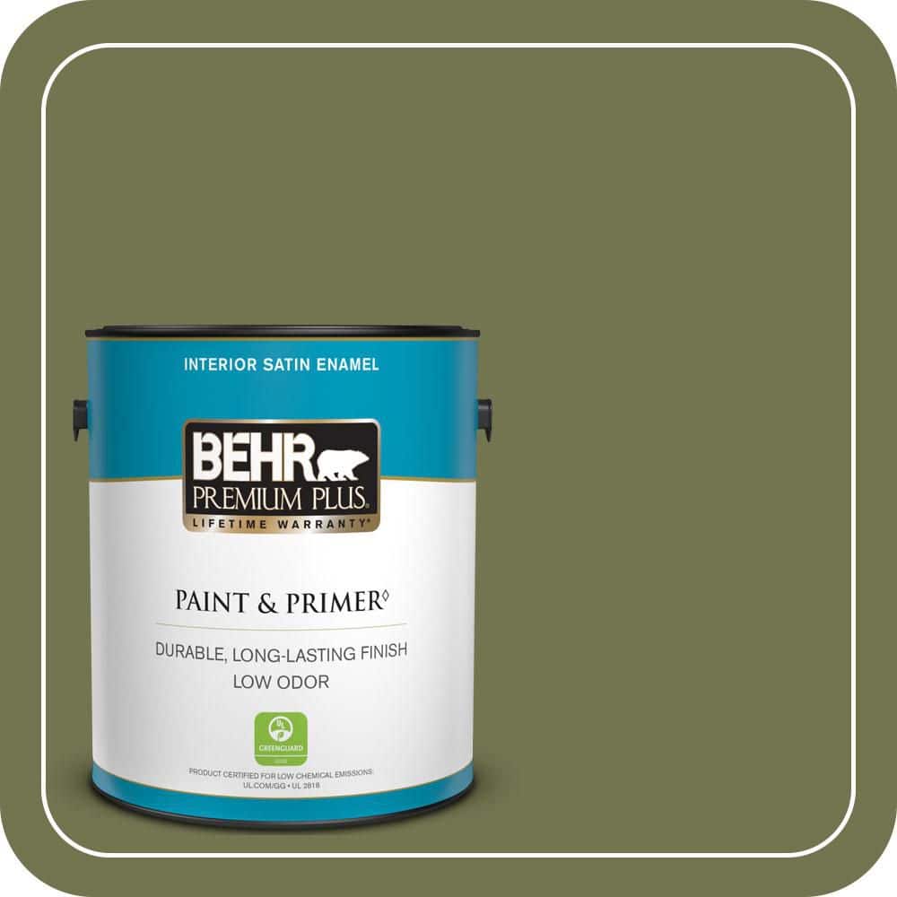 BEHR PREMIUM PLUS 1 gal. #S360-6 Secret Meadow Satin Enamel Low Odor ...
