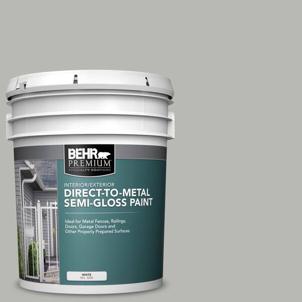 BEHR PREMIUM 5 gal. #PPU18-11 Classic Silver Semi-Gloss Direct to Metal ...