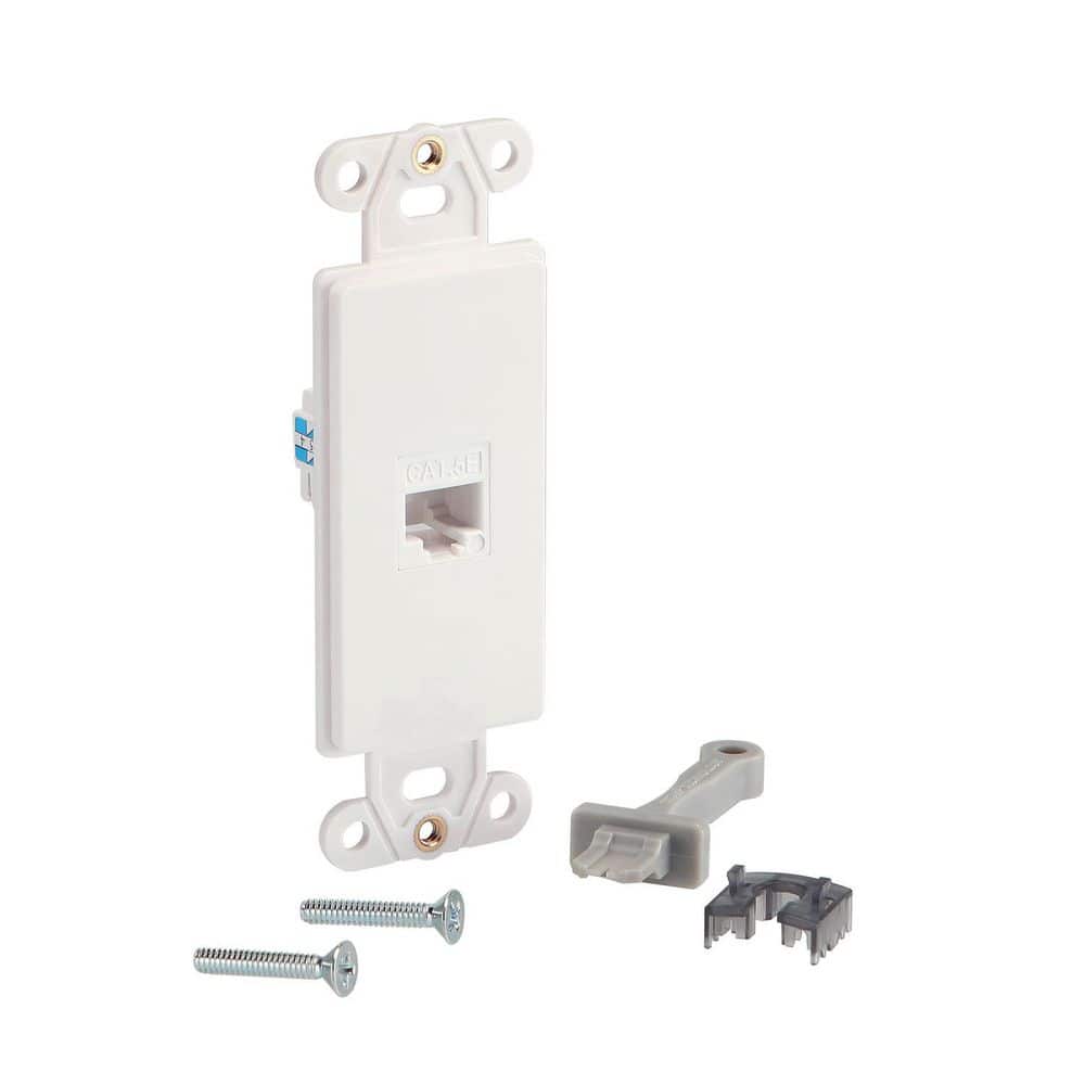 Commercial Electric 1-Gang Ethernet Plastic Wall Plate Insert, White ...