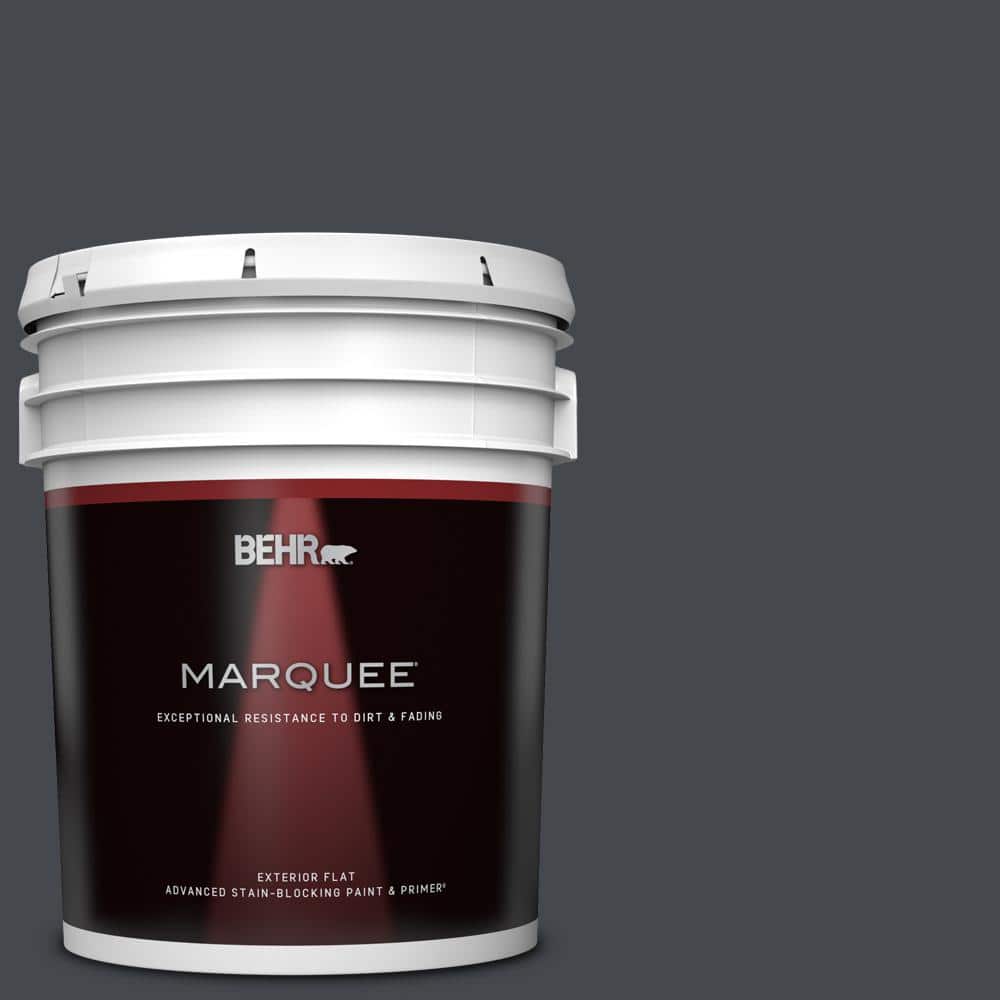 BEHR MARQUEE 5 gal. #N490-7 Ink Black Flat Exterior Paint & Primer ...