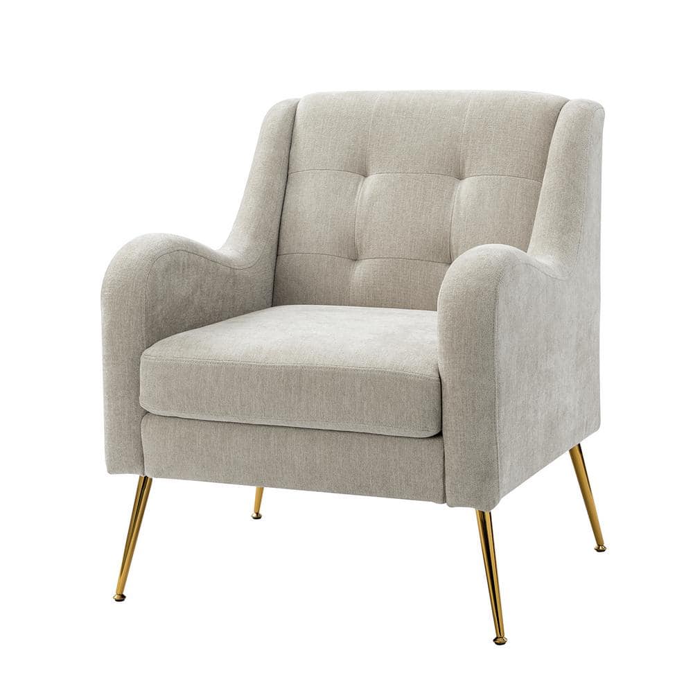 JAYDEN CREATION Lyrnesus Tan Polyester ArmChair with Adjustable Legs ...