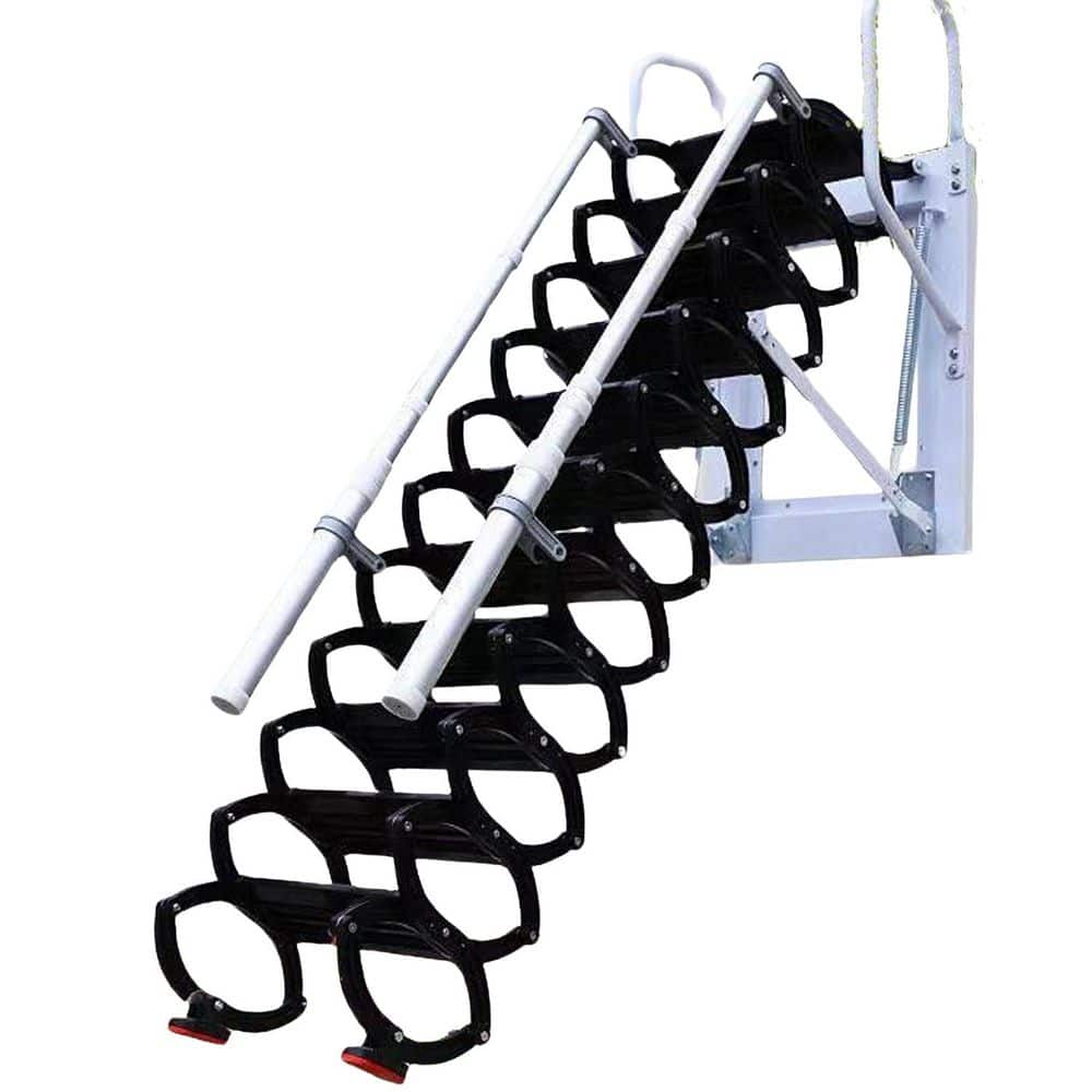 SenQWFa 12-Steps Wall-Mounted Folding Stairs, Telescoping Attic Ladder ...