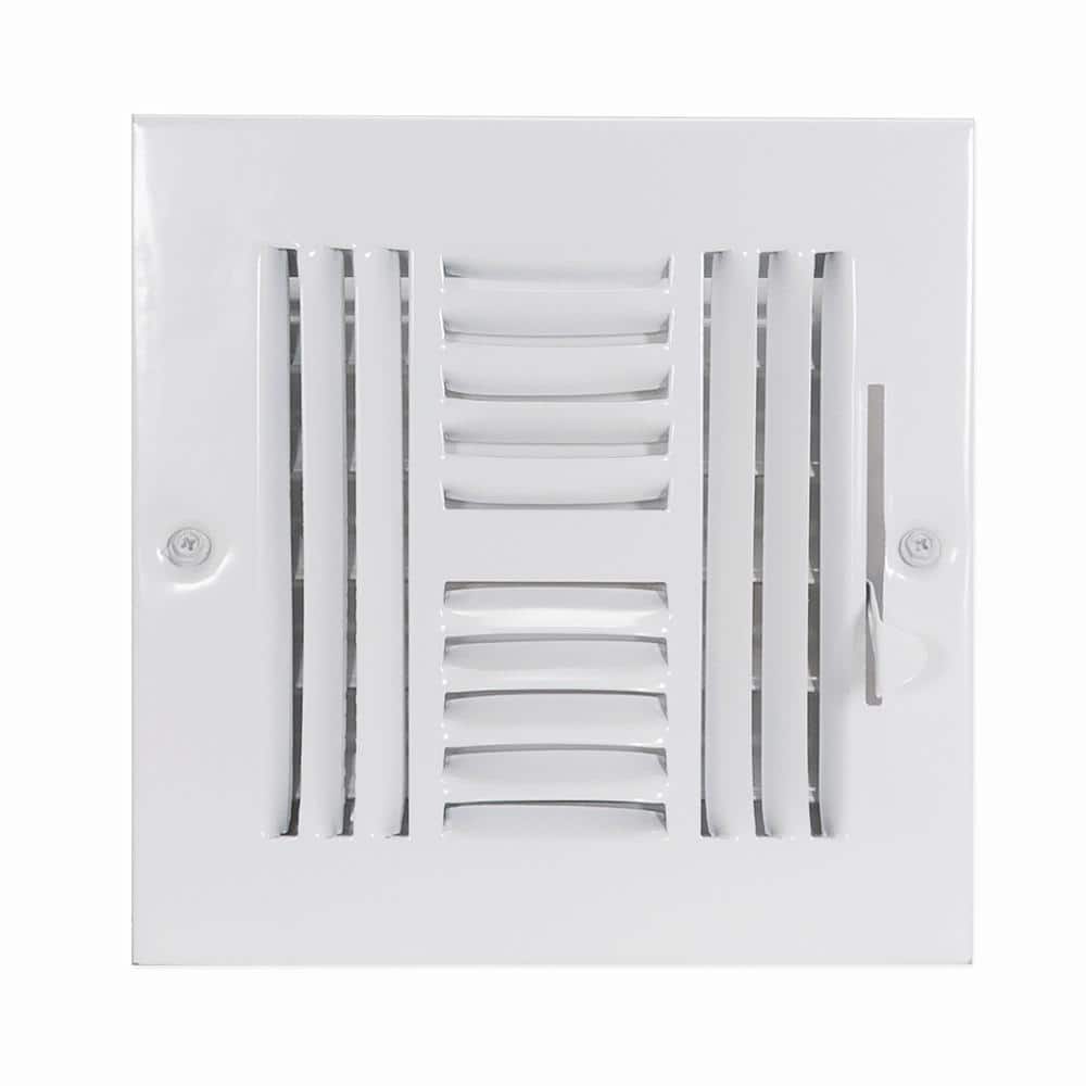 EZ-FLO 7-3/4 in x 7-3/4 in 4-Way Steel Wall/Ceiling Register, White ...