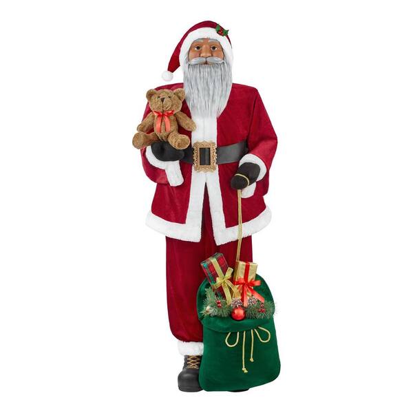 Home Accents Holiday 5 ft. Plush Christmas Standing Santa 24PA02486 ...