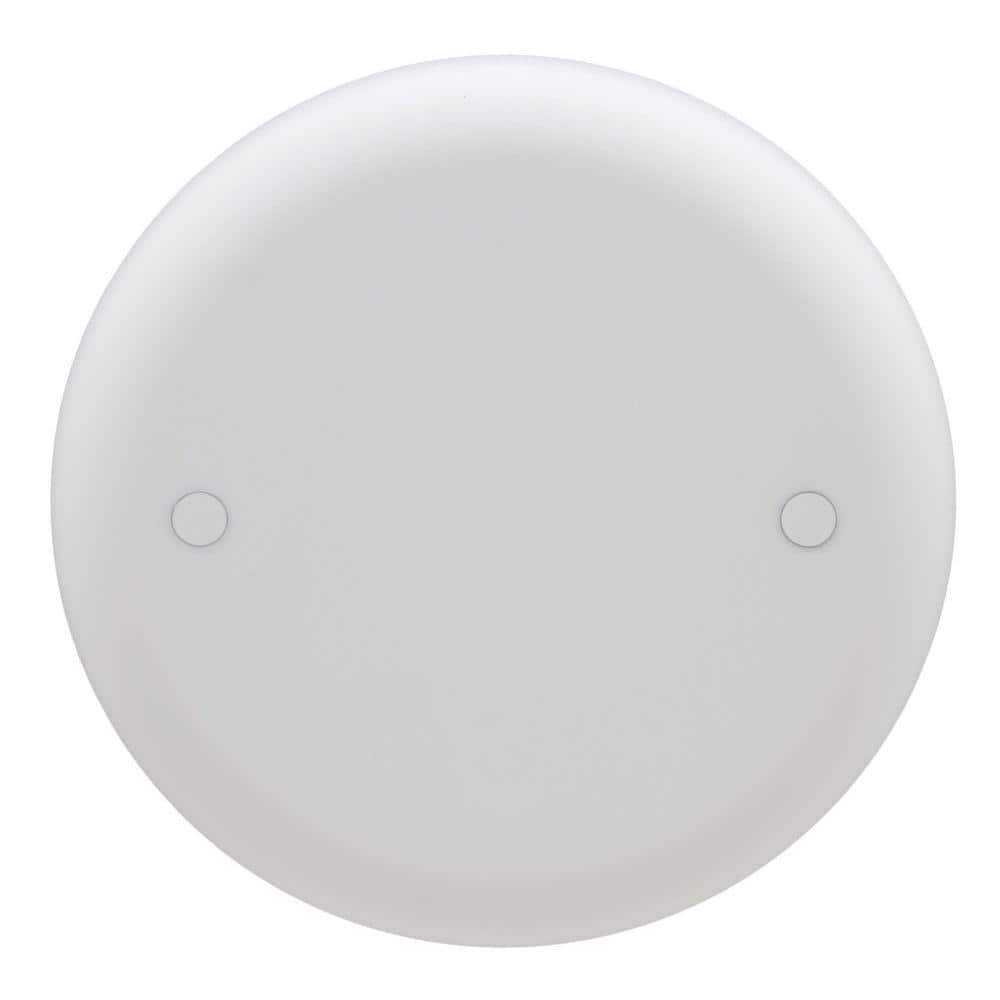 Carlon 4 in. White Non-Metallic Round Blank Electrical Ceiling Box ...