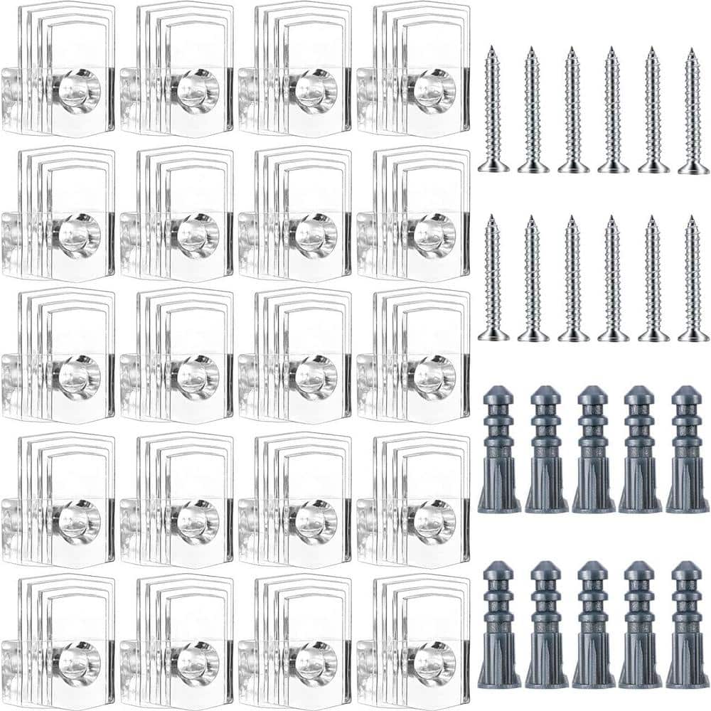 PRIMEPLUS 20 Sets of Clear Plastic Mirror Holder Clips Kit with Screws ...