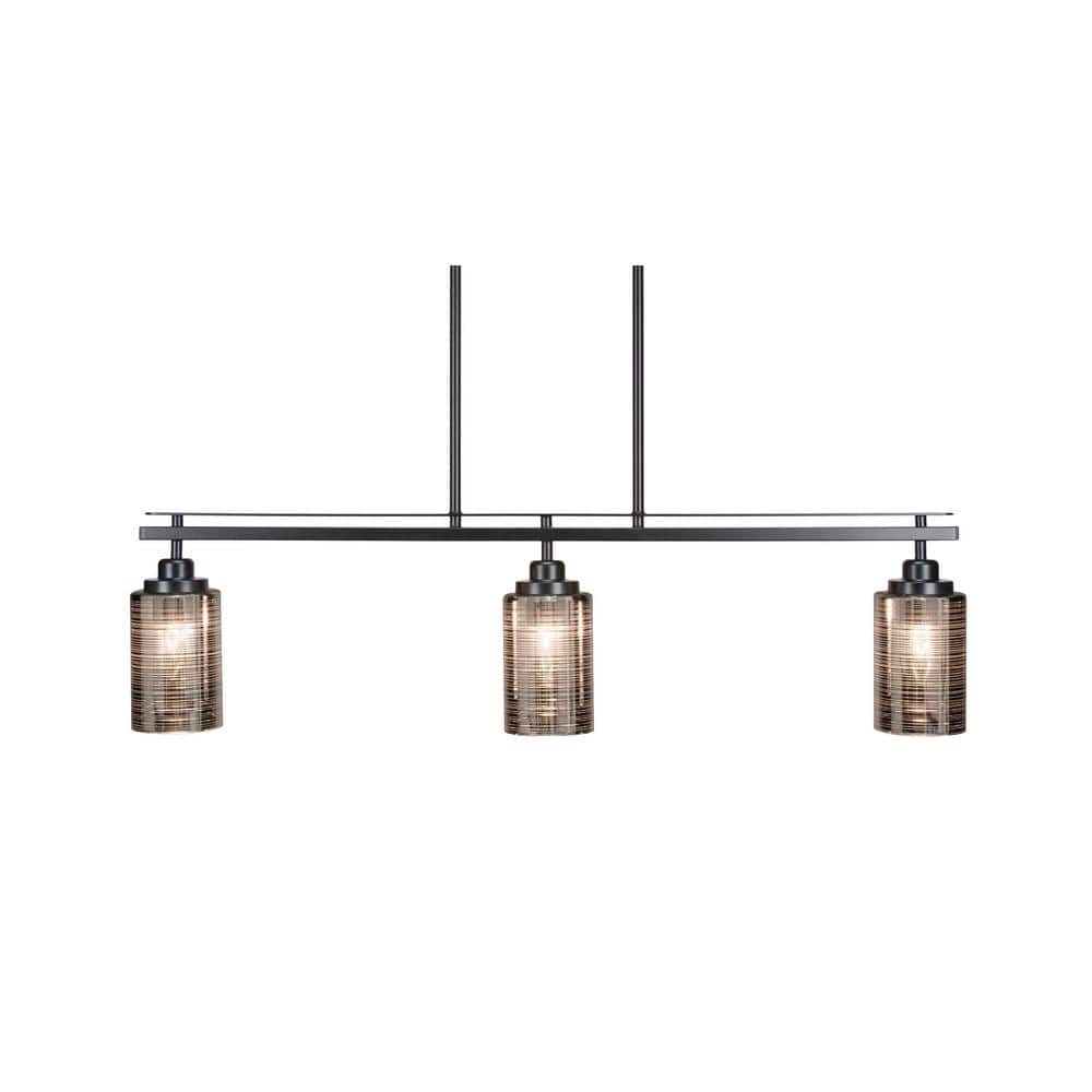 Monroe 3-Light, Matte Black Billiard Light, Any room with 4 in. Silver ...
