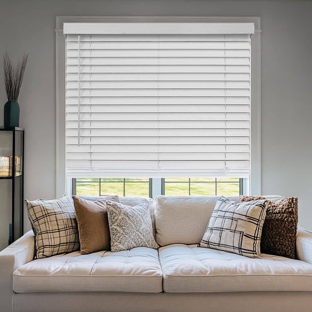 Chicology White Cordless Room Darkening Faux Wood Window Blinds with 2 ...