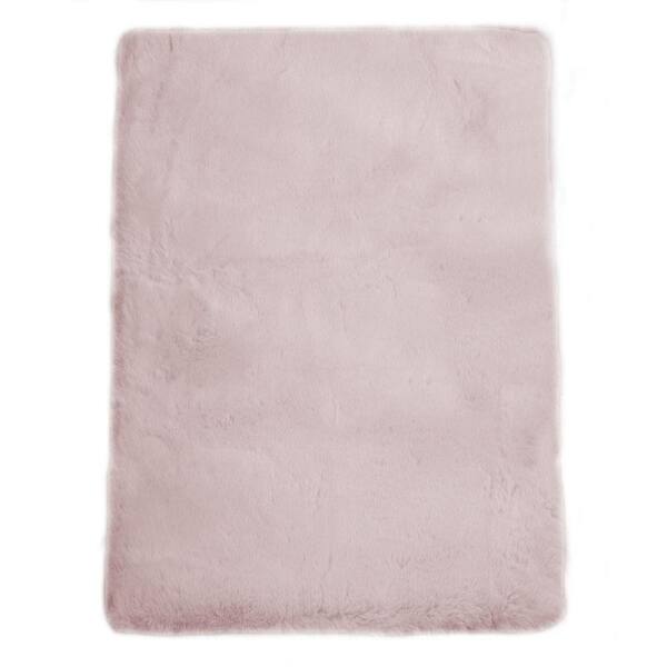 Latepis Mmlior Faux Rabbit Fur Pink 5 ft. x 8 ft. Fluffy Cozy Furry ...