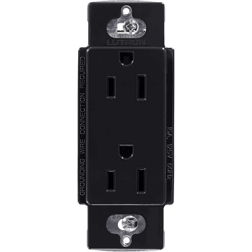 Lutron Claro 15 Amp Duplex Outlet, Black (CAR-15-BL) CAR-15-BL - The ...