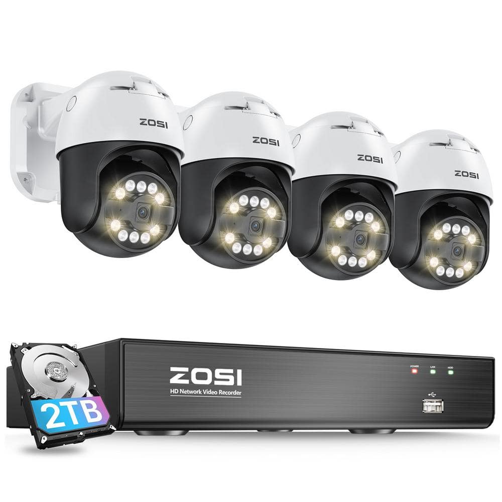ZOSI 4K 8-Channel 2TB POE NVR Security Camera System with 4-Wired 5MP ...