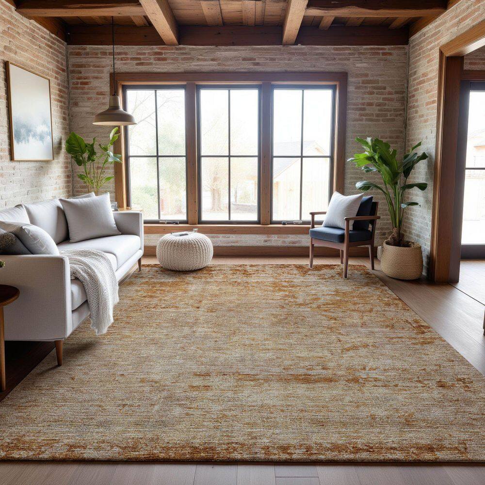 Addison Rugs Mayfield Premium Machine Washable Abstract AMF1164 Copper ...