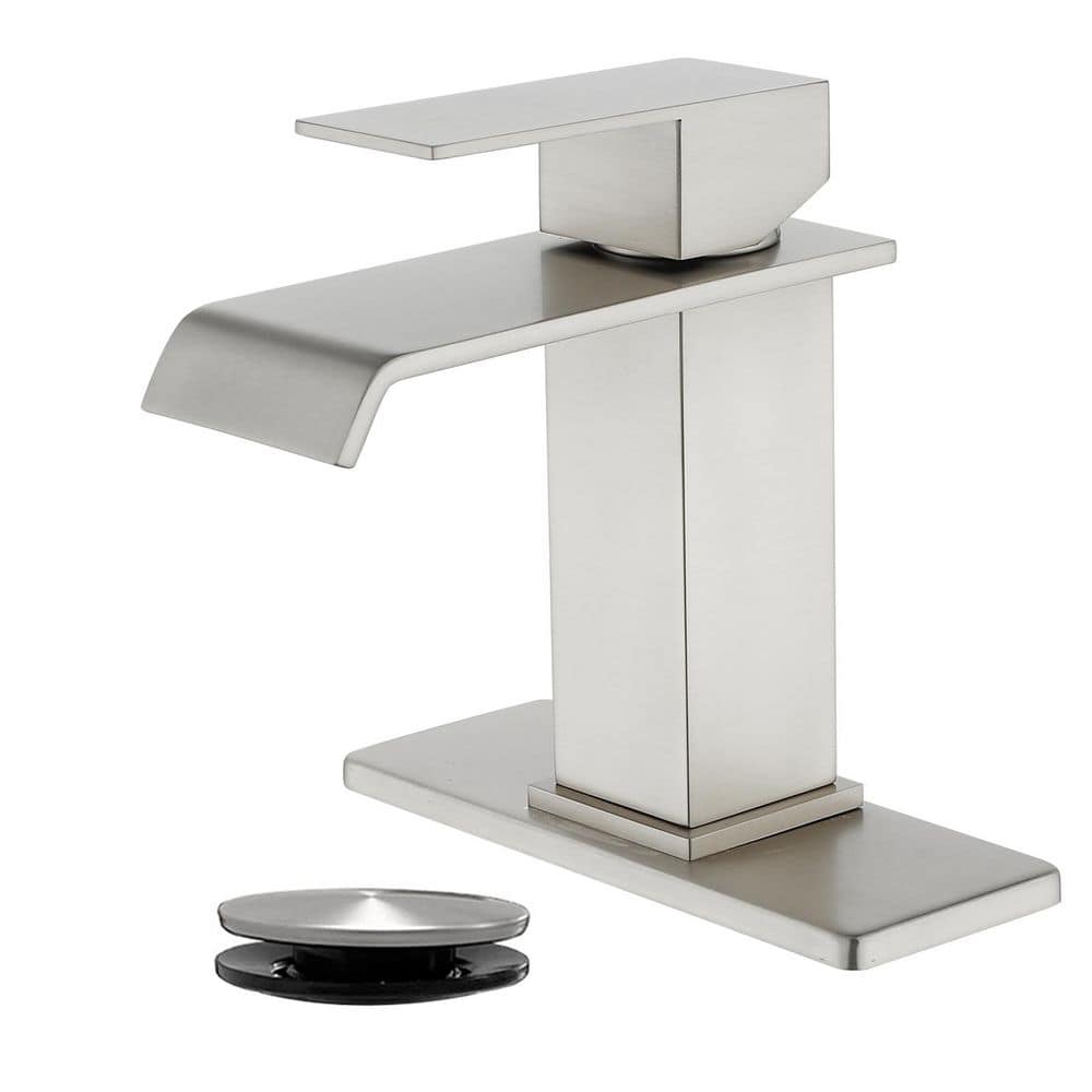 WELLFOR Single Handle Single Hole Bathroom Sink Faucet with Pop-Up ...