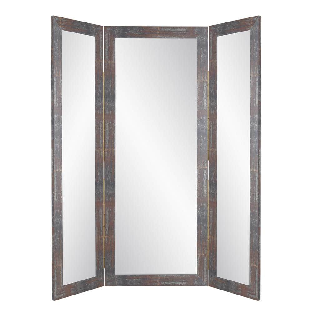 BrandtWorks 32 in. W x 71 in. H Modern Rust Free Standing Tri-Fold ...