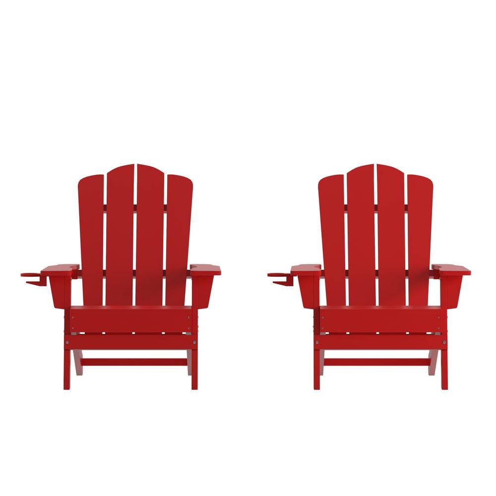 Carnegy Avenue Red Faux Wood Resin Adirondack Chair (Set of 2) CGA-LE ...