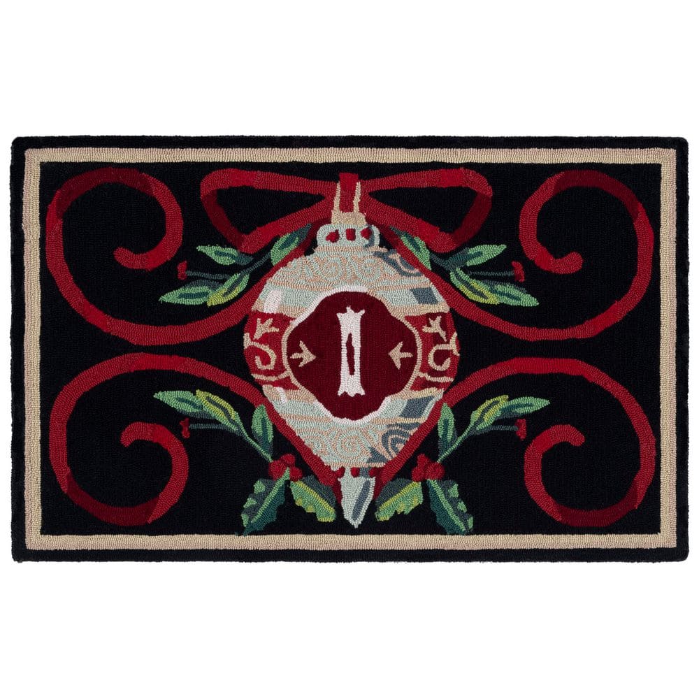 SAFAVIEH Monogram Black/Multi 3 ft. x 4 ft. "I" Ribbon Swirl Indoor ...