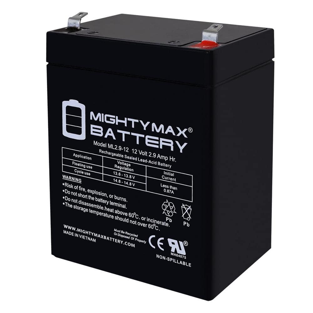 MIGHTY MAX BATTERY 12-Volt 2.9AH F1 SLA Replacement Battery Compatible ...