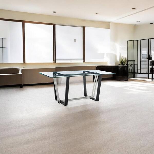 HomeRoots Black Glass 72 in. Sled Dining Table Seats 6 2000569430 - The ...