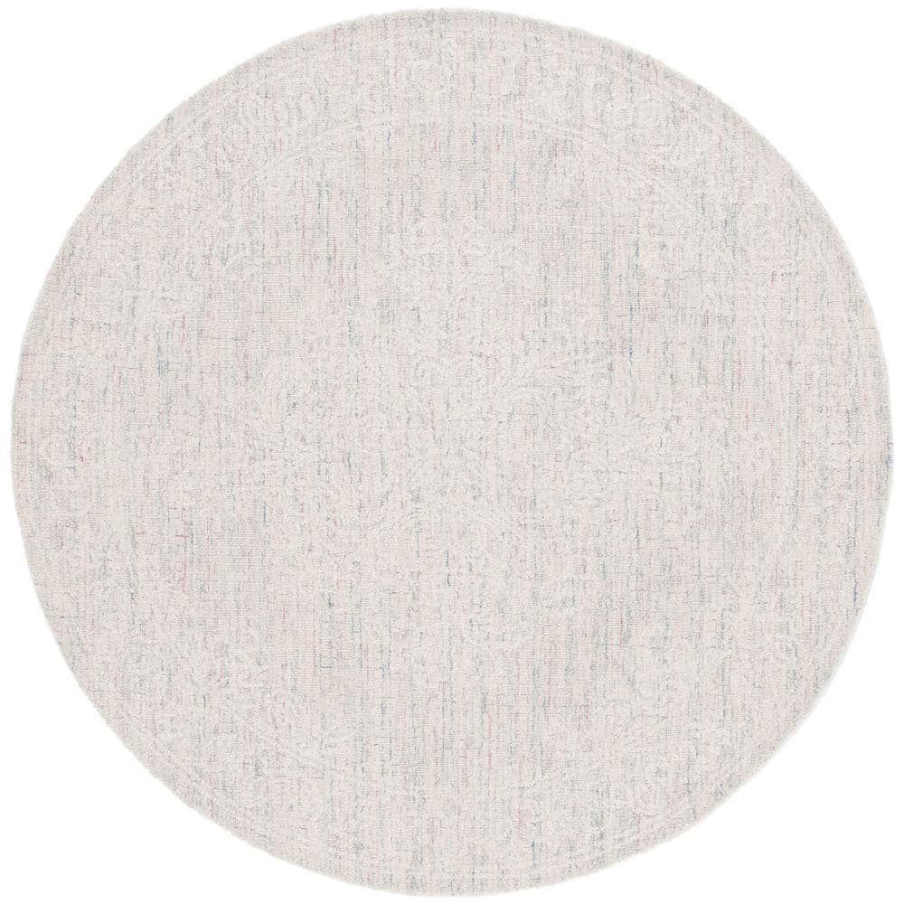 SAFAVIEH Ebony Light Gray/Ivory 6 ft. x 6 ft. Bordered Round Area Rug ...