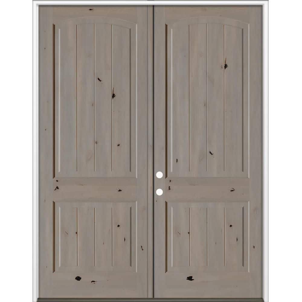 Krosswood Doors 72 in. x 96 in. Rustic Knotty Alder Arch VG Right-Hand ...