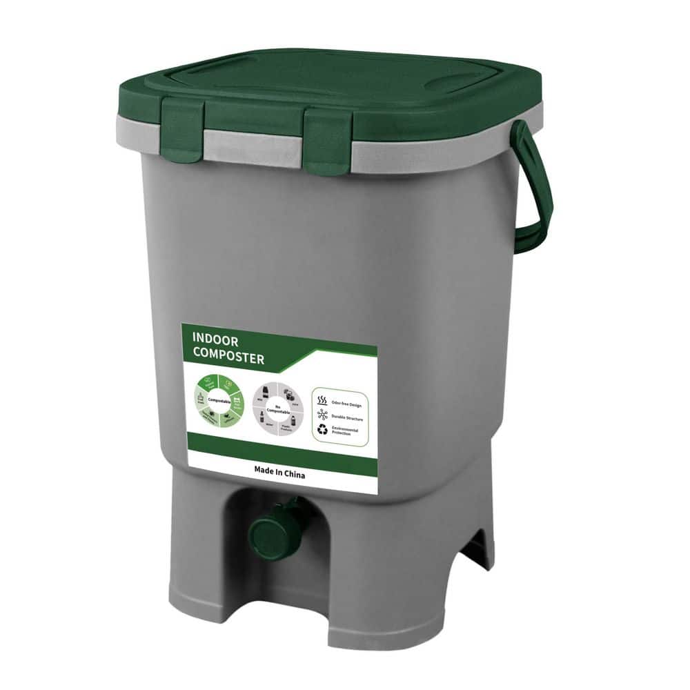 Justincity Indoor Compost Bin Starter Kit 5 Gal. Odor-Free Tan Kitchen ...