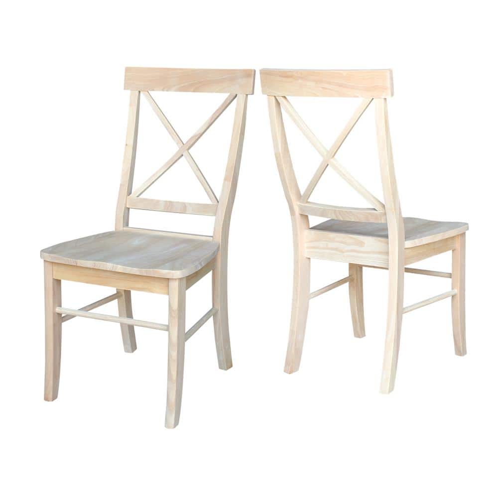 International Concepts Unfinished Wood X Back Dining Chair Set Of 2 C