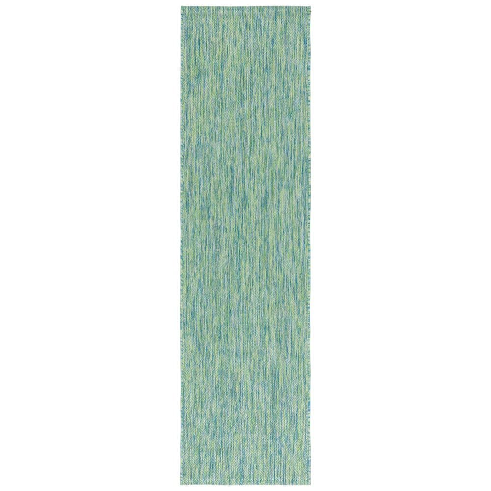 SAFAVIEH Courtyard Green/Blue 2 ft. x 8 ft. Solid Color Distressed ...
