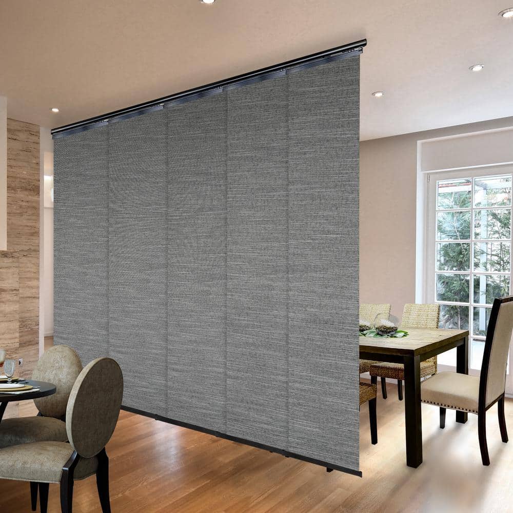 EMOH Heather 58 in. - 110 in. W x 116 in. L Adjustable 5- Panel Black ...