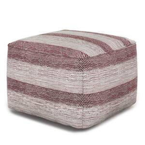 Simpli Home Clay Boho Square Pouf in Grey Melange Cotton AXCPF-07-GR