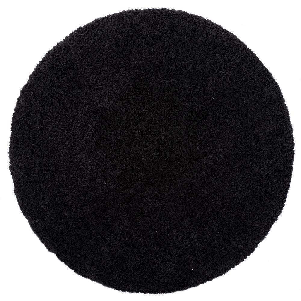 iliebe GHDG Solid Shag Black 6 ft. Fluffy Plush Round Rug Area Rug ...
