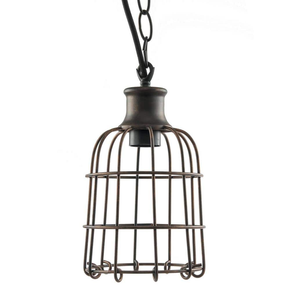 Sunlite 1-Light Iron Rust Open Cage Antique Pendant Light Fixture ...
