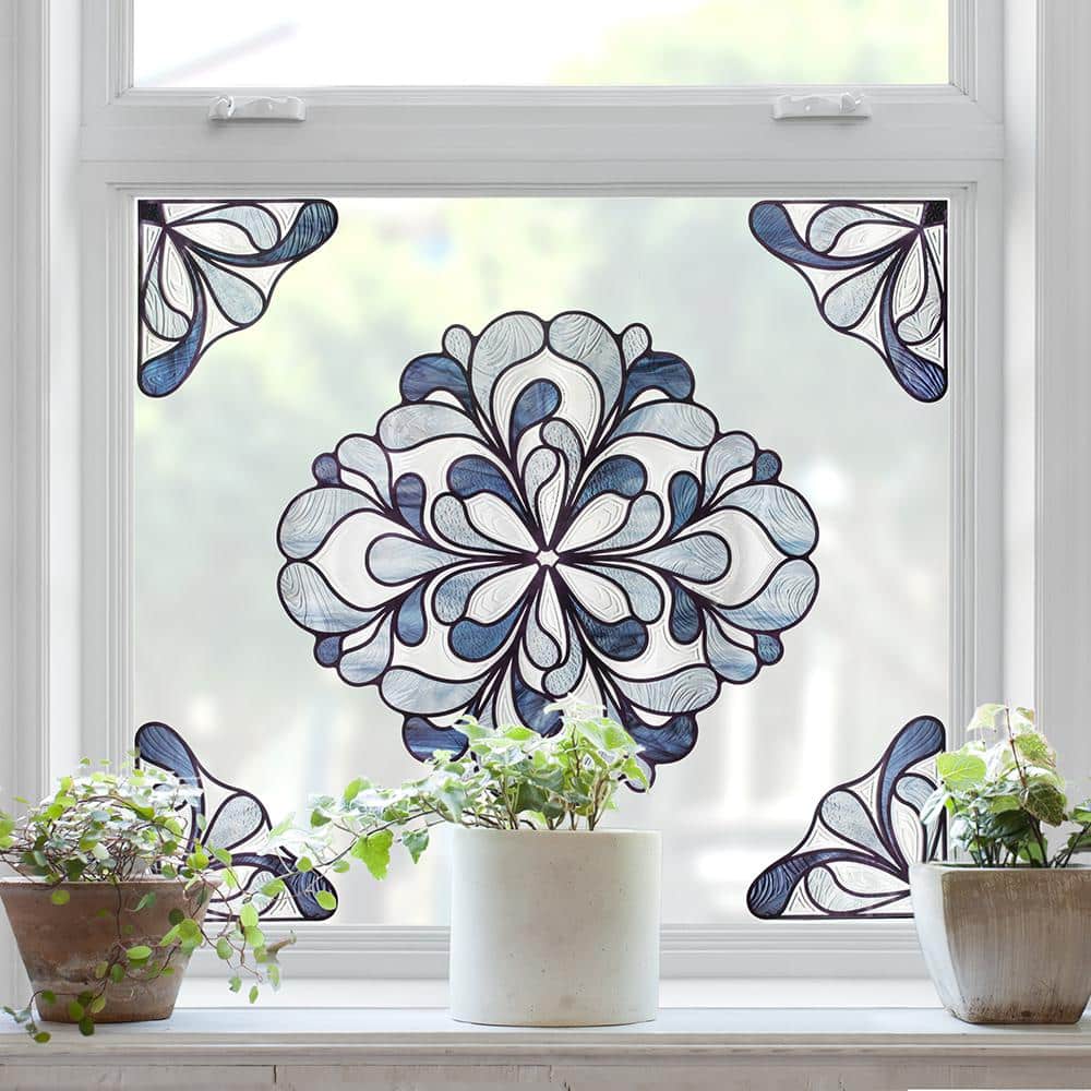Artscape 12 in. x 12 in. Capri Slate Medallion Decorative Window Film ...