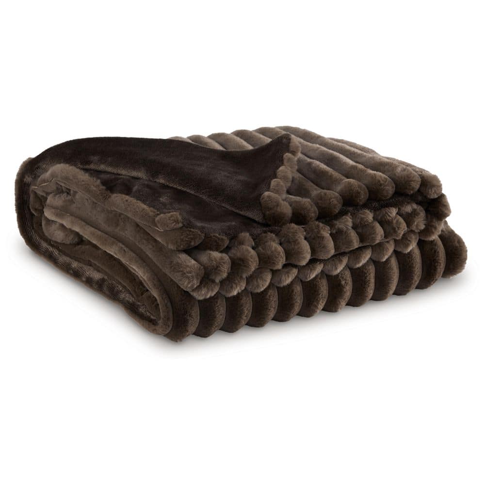 Signature DESIGN BY ASHLEY Alsonwell Brown Solid Polyester Throw ...