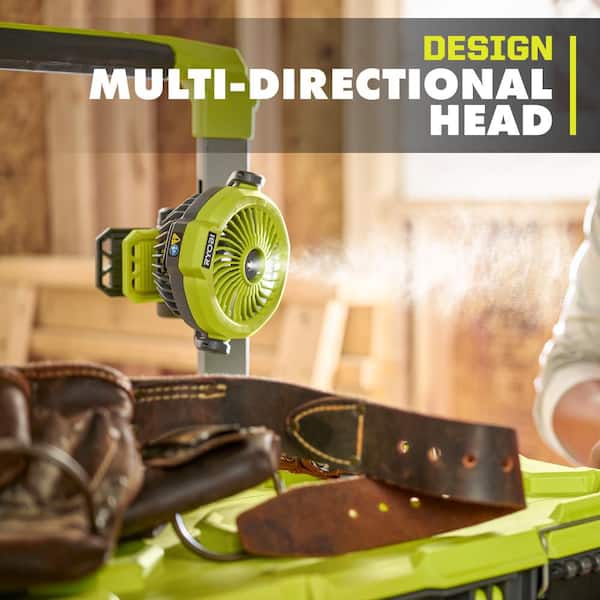 RYOBI USB Lithium Cordless Misting Clamp Fan Kit with USB Lithium 2Ah ...