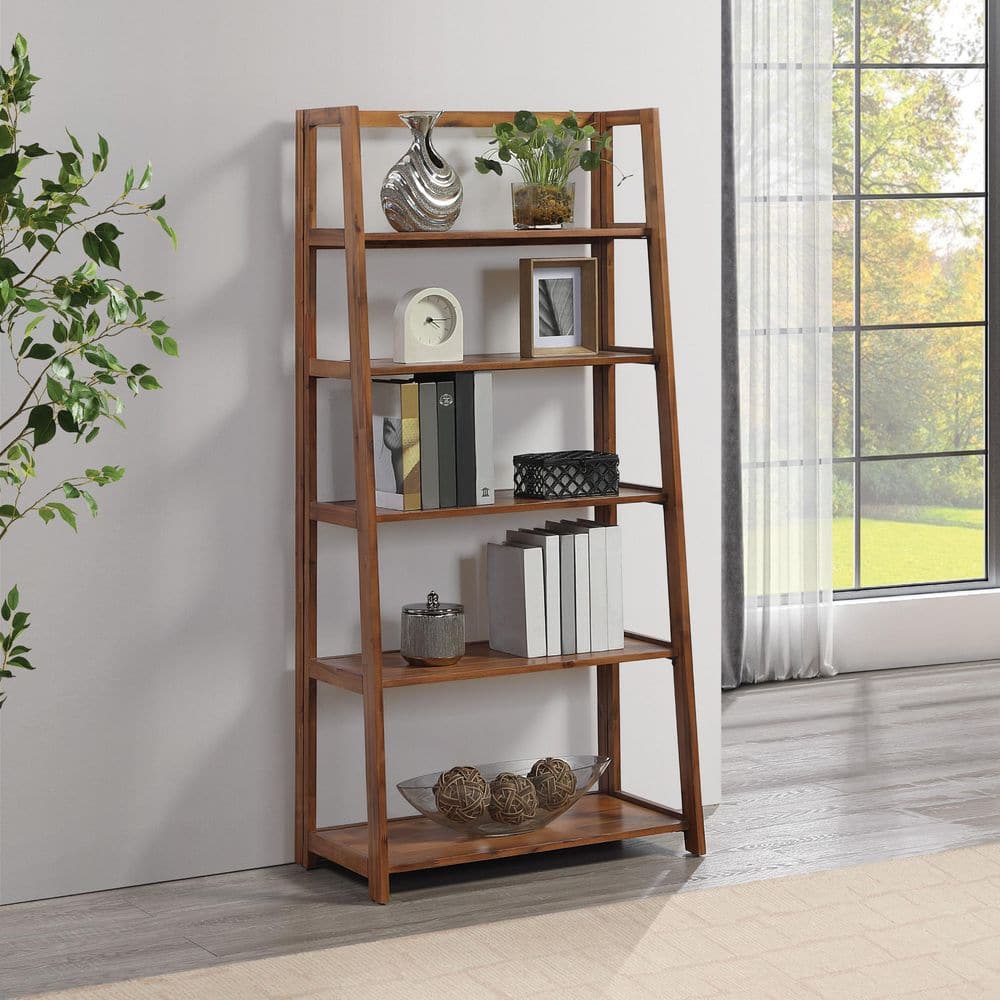 OSP Home Furnishings Bayfront 60.25 in. Bayfront Acacia Wood 5-Shelf ...