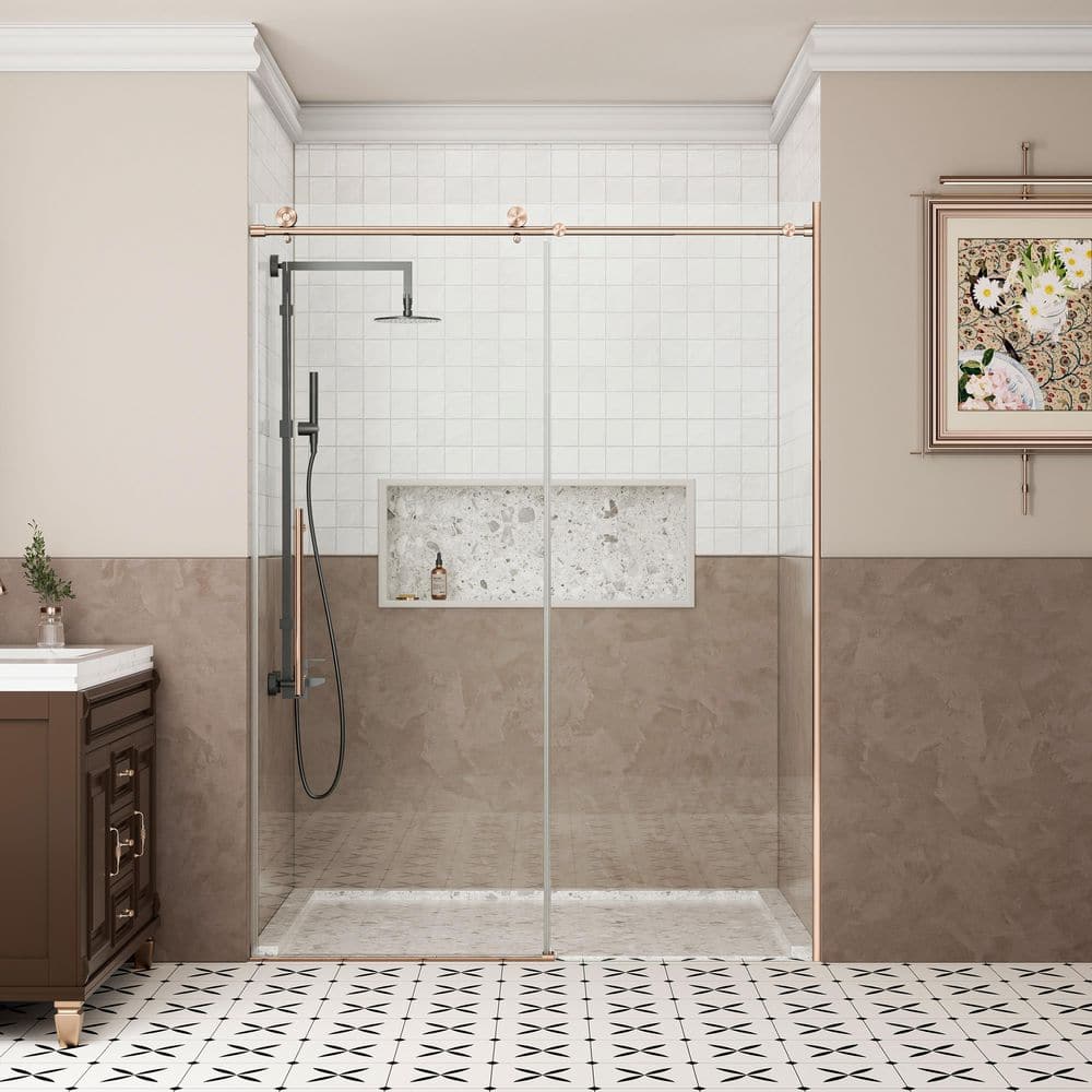Simple Project Elegance Series 56-60 in. W x 75 in. H Sliding Brushed ...